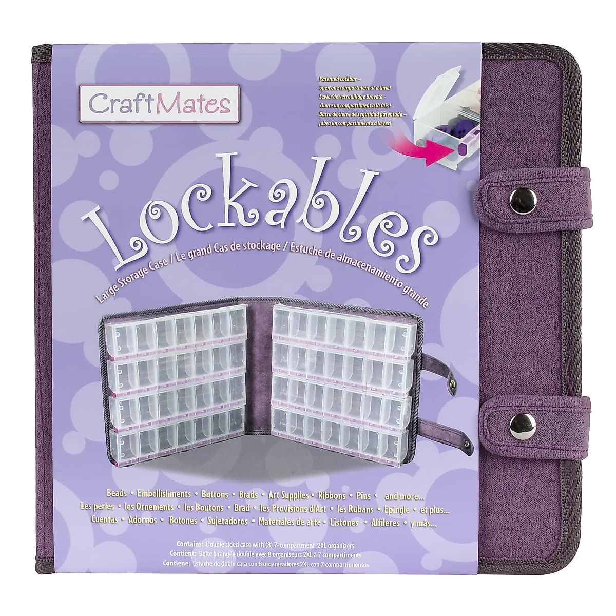 CRAFT MATES Bead Organizer and Plastic Storage Containers for Crafts, Buttons, Pins and More, 56 Locking Compartments, Clear Lids