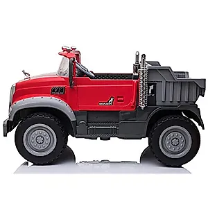 Mack Granite Dump Truck Two Seater Ride On in Red, 12V Battery Powered, Best for Kids/Children/Boys/Girls
