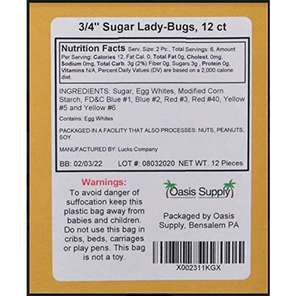 Lucks Ladybug Sugar Decorations Dec-on for Cupcakes Cakes decorations 24 Pk