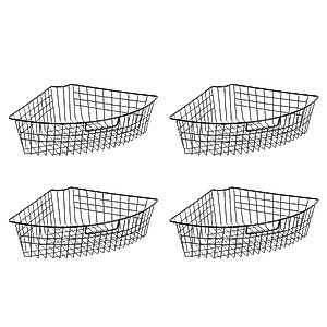 Leeden Lazy Susan Organizer Basket for 24" Diameter Turntable - 16.3" x 10.3" x 4" Metal Organizing Storage Bins (6 Packs) - Black Kitchen Cabinet Storage Organizer - 1/4 Wedge Can Organizer