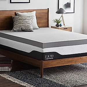 Lucid 4 Inch Bamboo Charcoal Memory Foam Mattress Topper - Full & Premium Hypoallergenic 100% Waterproof Mattress Protector - Universal Fit, Cotton Terry Top, Full
