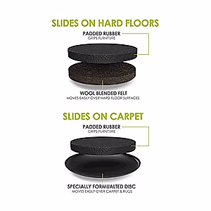 Slipstick Premium Furniture Sliders for All Floor Surfaces (16 Piece Moving Kit) Reusable 3.5” Round Furniture Movers for Sliding Furniture on Hardwood & Carpet, Black, CB13-1-16