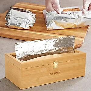 Libreshine Foil Sheet Dispenser for Drawer, Holder for 12×10.75, 9×10.75 Inches Pop Up Foil Sheets, Wax Paper Sheets, Bamboo Wall Mount Kitchen Pre-Cut Sheets Organizer