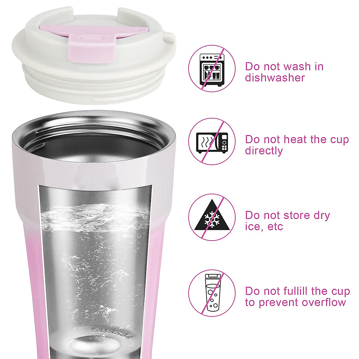 KETIEE Insulated Coffee Cup with Leakproof Lid,Reusable Coffee Cups Travel Cup,13 OZ Coffee Travel Mug,Double Walled Coffee Mug,Stainless Steel Coffee Mug for Hot Cold Drinks (Grad Pink)