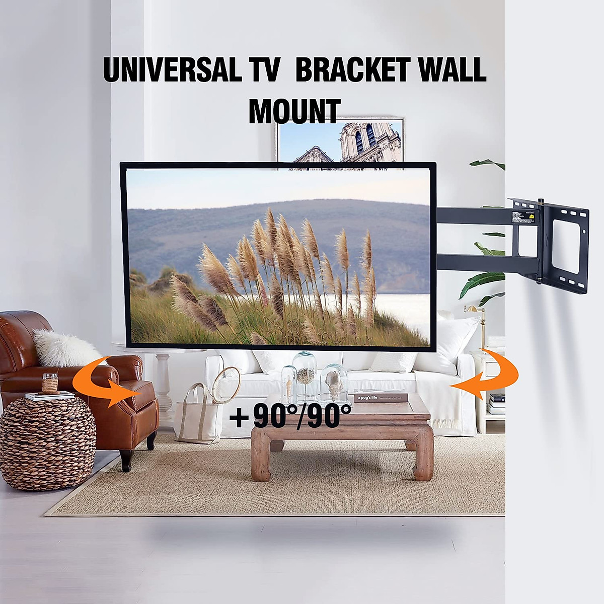 FORGING MOUNT Long Arm TV Wall Mount,Full Motion Wall Mount TV Bracket with 43" Extension Articulating Arm Universal TV Mount, Fits 26-65" Flat/Curve TVs/Monitors,Holds 99 lbs,Max VESA 400x400mm