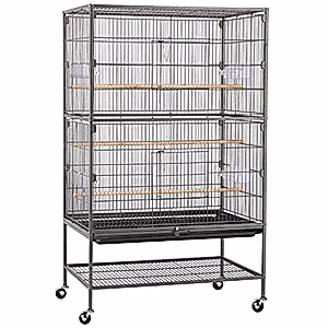 Topeakmart Wrought Iron Large Flight Parrot Bird Cage with Rolling Stand for Multiple Parakeets Conure Cockatiel Cage
