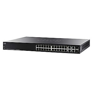 Cisco Certified SF300-24PP-K9-NA |Port 10/100 PoE Managed Switch with Gigabit Uplinks | Small Business Enhanced Limited HW Warranty {SF300-24PP-K9NA-RF} Remanufactured