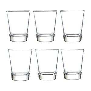 Burns Glass Drinking Glasses, Heavy Base Shot Glass Set, 1.75 Oz. (Set of 6)
