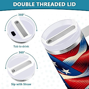 Maunzc 40 oz Tumbler with Handle and Straw, Insulated Stainless Steel Travel Mug with Lid for Coffee, Iced Tea, Water, Gift for Men Women (Stars and Stripes)