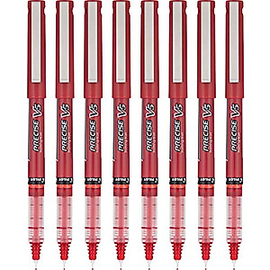 PILOT Precise V5 RT Refillable & Retractable Liquid Ink Rolling Ball Pens, Extra Fine Point (0.5mm) Red, 8-Pack (15328) (PV5B8RED-AMZ)