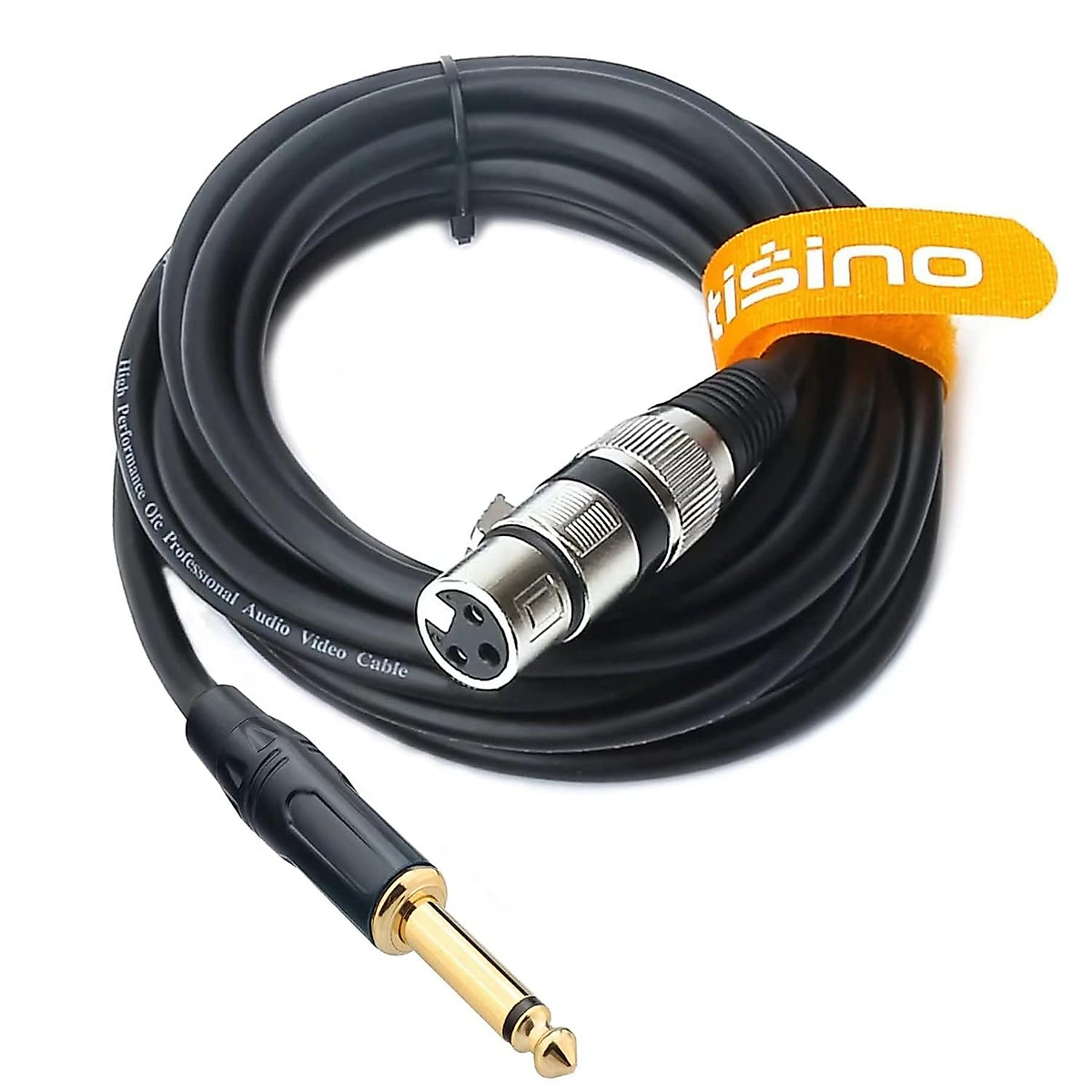 tisino Female XLR to 1/4 (6.35mm) TS Mono Jack Unbalanced Microphone Cable Mic Cord for Dynamic Microphone - 6.6 FT/2 Meters