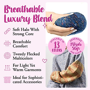 Cotton Alpaca Tweed Alpaca Yarn for Crocheting, 4 Skeins, 588Yds/200G, Free Patterns - Tweed Yarn for Knitting - 3 DK Light Worsted Weight - Pear Green