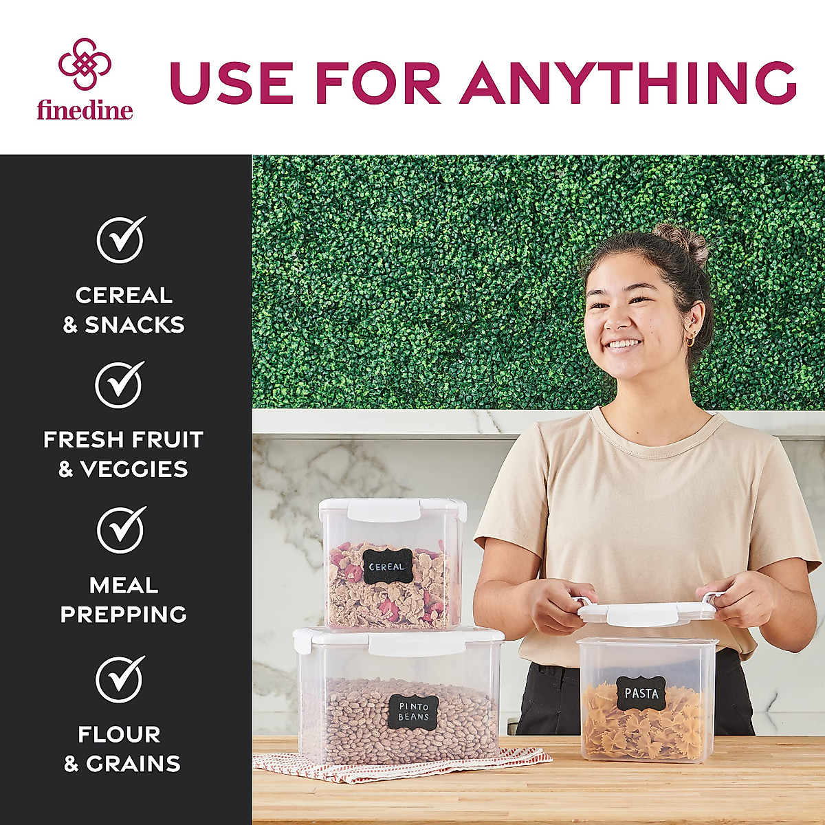 12-Piece Airtight Food Storage 6 Containers With 6 Lids - BPA-FREE Plastic Kitchen Pantry Storage Containers - Dry-Food-Storage Containers Set For Flour, Cereal, Sugar, Coffee, Rice, Nuts, Snacks Etc.