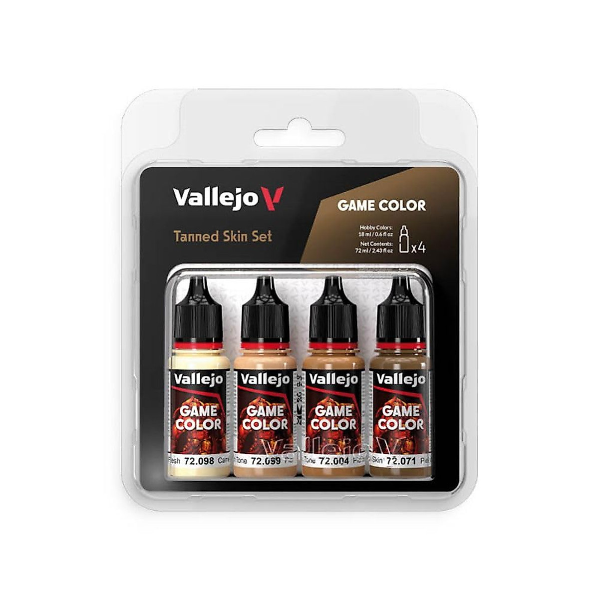 Vallejo - Tanned Skin Color Set | Contains 4 bottles x 18 ml (0.60 fl.oz.)