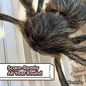 Kangaroo Giant Spider Halloween Decorations- Big Spider Decoration Outdoor Indoor-Porch Spider, Scary Spider, Huge Spider, Giant Spider for Halloween Black, 5 feet