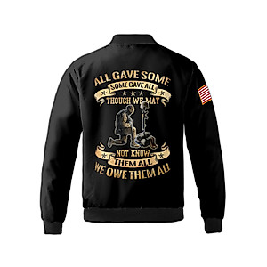 Godoprint Personalized U.S Army Soldier Veteran All Gave Some AOP Fleece Bomber Jacket, Military Army Gift for Men, Veteran's Day Memorial Day Shirt Black Color Full Zip
