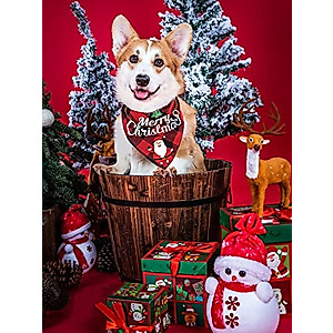 Gorvalin 3 Pack Green and Red Plaid Dog Bandana, Classic Square Plaid Holiday Dog Pet Bandanna Scarf Dog Bib Adjustable Reversible Kerchief Scarf for Small to Large Dogs Puppy Cats Pets