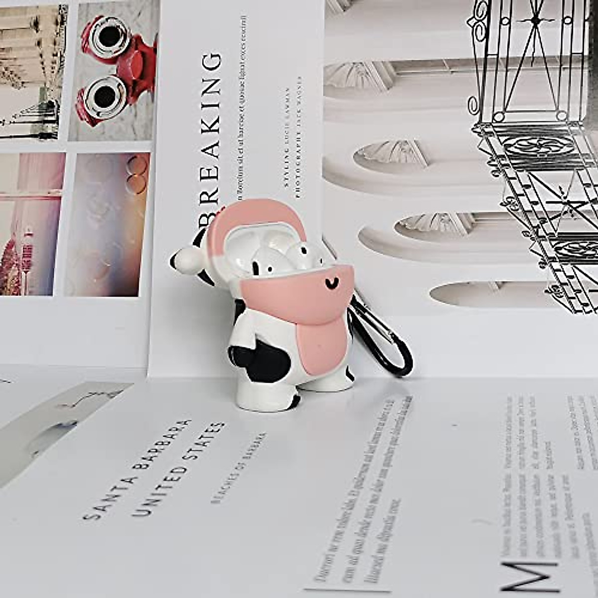 Compatible for Airpod Case 1/2 Cow, Cartoon 3D Silicone Protective Skin Cover for Airpod Case Cute Cow, Boys Girls Kids Teens Women Cute Kawaii Fashion Funny Cases for Airpods 1&2 (Cow)