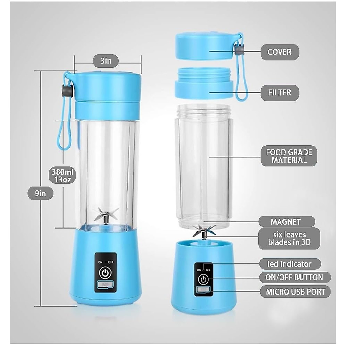 Generic Fresh Juice Portable Blenders and Mini Fruit Smoothie Milk-shake Mixer Bottle Blander Licuadora Portatil Juicer (Pink), Large