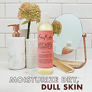 Shea Moisture Body Oil with Coconut & Hibiscus for Bath and Shower, Coconut Massage Oil & Coconut Body Oil, Shea Moisture Body Oil with Hibiscus Flower Extracts (2 Pack, 8 Oz Ea) 