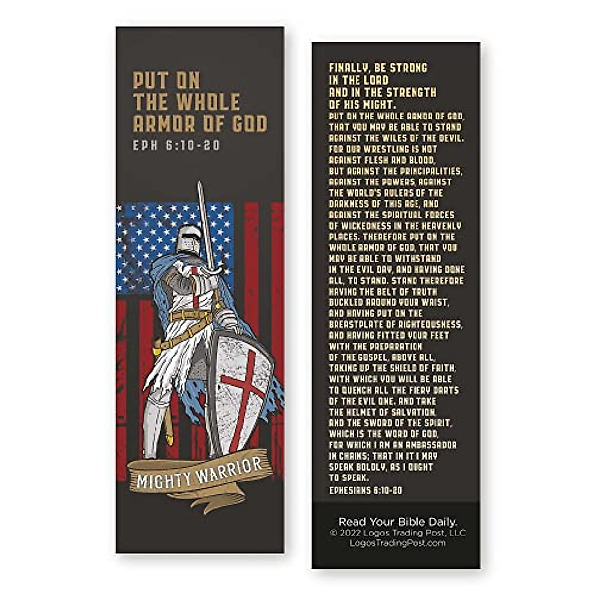 Full Armor of God Bible Bookmarks, Pack of 25 Templar Knight Christian Bible Verse Bookmarkers for Bible Study & Sunday School, Mighty Warrior Faith & Prayer Scripture Card Gifts for Men & Women