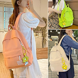 iwhgrmp Kawaii Backpacks Cute Aesthetic Backpack Trendy Lightweight Laptop Travel Backpacks Casual Daypack Street Backpack (White)