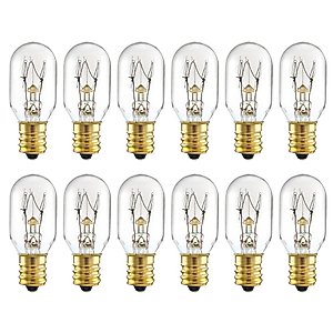 Vinkoe Kitchen 25 Watt Salt Lamp Bulbs Himalayan Original Replacement Light Bulbs Incandescent Candelabra Bulbs E12 Socket-12 Pack