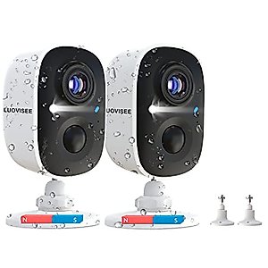 Luovisee Home Security Camera Wireless Outdoor Indoor WiFi with spot Light Night Vision Rechargeable Battery PIR Motion Detection Alert, 2-Way Audio,IP65 Water Proof,Magtnet Bracket