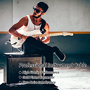 Sound harbor Guitar Cable, Guitar Amp Cord, Electric Guitar Instrument Cable 15 Feet, 1/4 Bass Guitar Cable