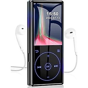 48GB MP3 Player with Bluetooth 5.0: Portable Lossless Sound Music Player with HD Speaker,2.4" Screen Voice Recorder,FM Radio,Touch Buttons,Support up to 64GB for Sport, Earphones Included