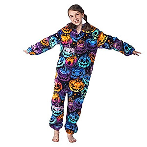 Kids Hooded Onesie Pajamas Soft Flannel Cosplay Halloween Pajamas Costume Gift for Girls Boys Sunshine Galaxy 7-8 Years