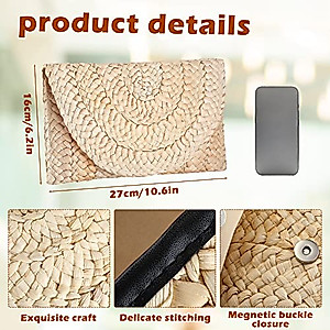 Chunful 3 Pcs Straw Clutch Purses for Women Girls Summer Beach Bags Envelope Woven Purse Vacation Beach Vacation Bride Wedding Evening Wallet Handbag, 3 Colors