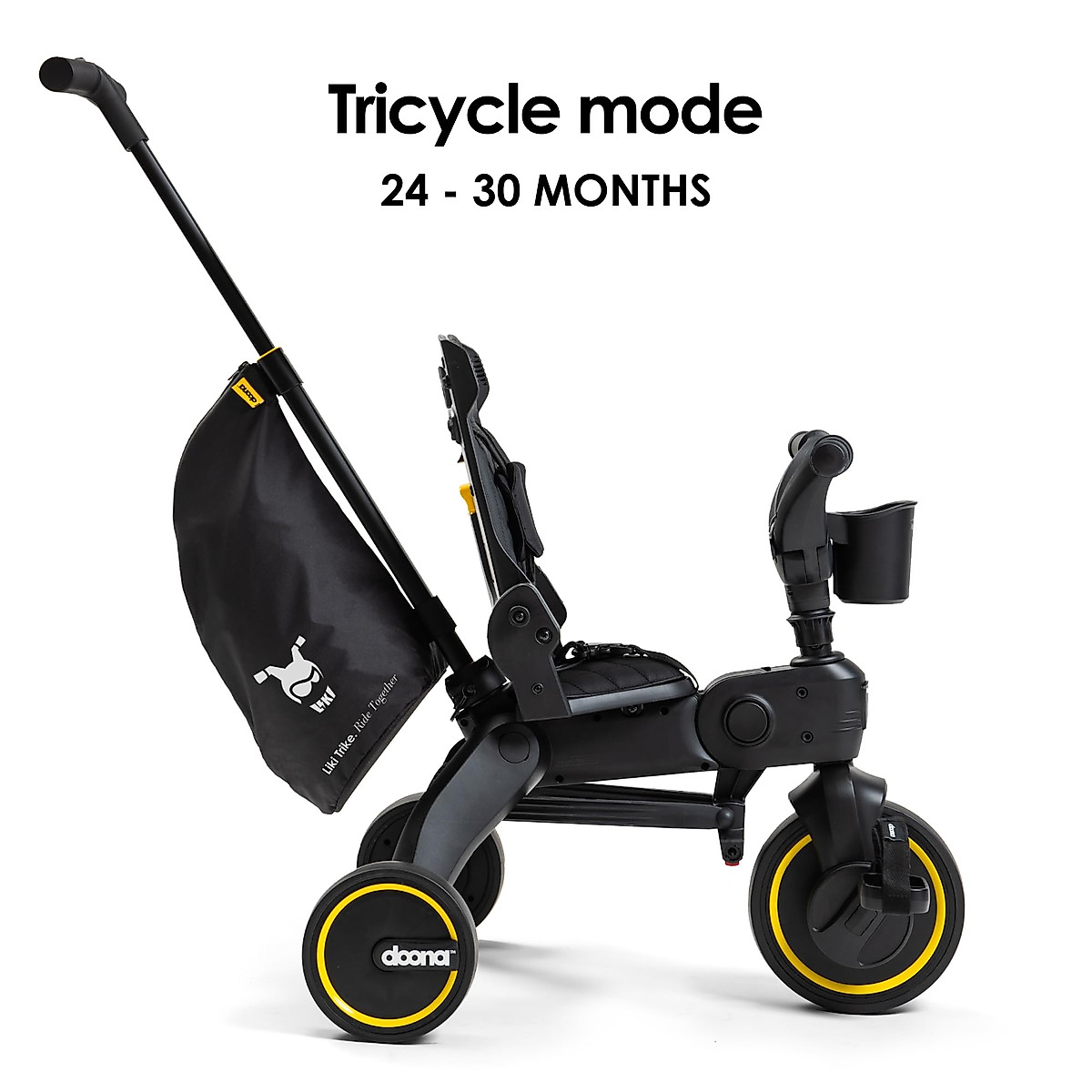 Doona Liki Trike, Midnight Edition - 5-in-1 Compact, Foldable Tricycle - Suitable for Toddlers 10 to 36 Months