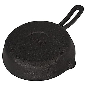 Mirro 4.5" Cast Iron Mini Skillet for Frying Pan with Drip-Spouts, Pre-seasoned Oven Safe Cookware for Camping, Indoor and Outdoor use, Black