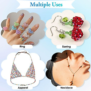 Paxcoo 5600Pcs Crystal Beads for Jewelry Making, Tiny Crystal Acrylic Beads Faceted Jewelry Beads Bicone Gem Beads Jewel for Jewelry Making (4 MM)