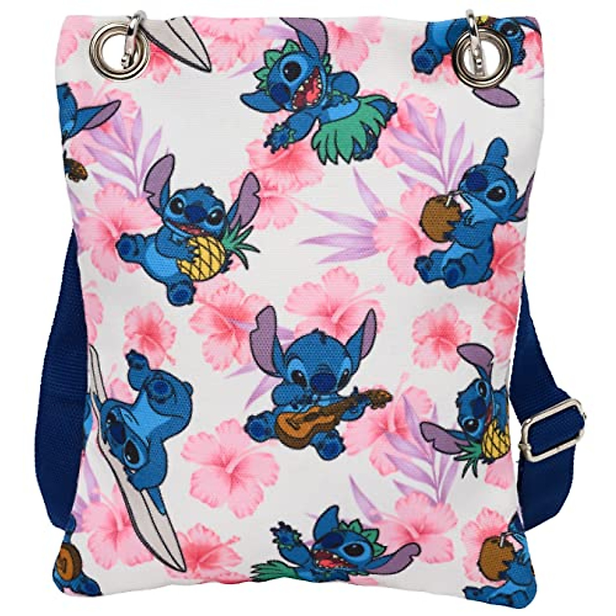 Disney Passport Crossbody Bag Stitch All Over Print (Blue Pink)