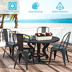 VOLIX Metal Patio Chairs-Outdoor Chairs Set of 4, Dining Chairs Kitchen Metal Chairs, Height Restaurant Chair Metal Stackable Chair Side Bar Chairs, 500LBS Weight Capacity