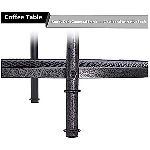 GreenForest Coffee Table Round Small Industrial 2-Tier Coffee Table with Storage for Living Room, Dark Walnut