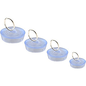UMBWORLD Bath Tub Drain Stoppers, 4 Pcs Sink Bathtub Plug Drain Plug Transparent Strainer Kitchen Bathroom Laundry Bar Water Seal with Hanging Ring for Shower Pool Plugs and Caps (Clear 4pcs)
