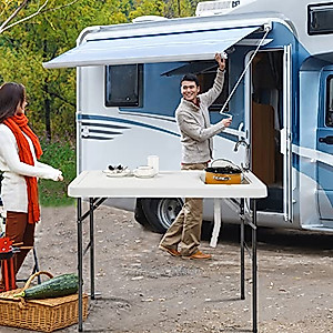 Outvita Fish Cleaning Table, Folding Portable Camping Table with Sink Stainless Steel Faucet Drainage Hose for Garden Patio Backyard BBQ White