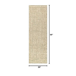 JONATHAN Y NFR103A-28 Hiro Hand Woven Chunky Jute Indoor Area -Rug Bohemian Farmhouse Easy -Cleaning Bedroom Kitchen Living Room Non Shedding, 2 X 8, Ivory