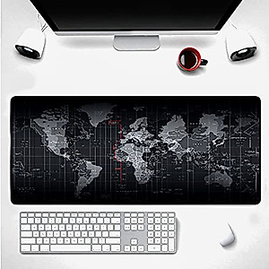 VIPAMZ Extended XXXL Gaming Mouse Pad - 35.4"x15.7"x0.12" Dimension - Portable with Extended XXL Size - Non-Slip Rubber Base - Special Treated Textured Weave with Precision Control (worldmap)