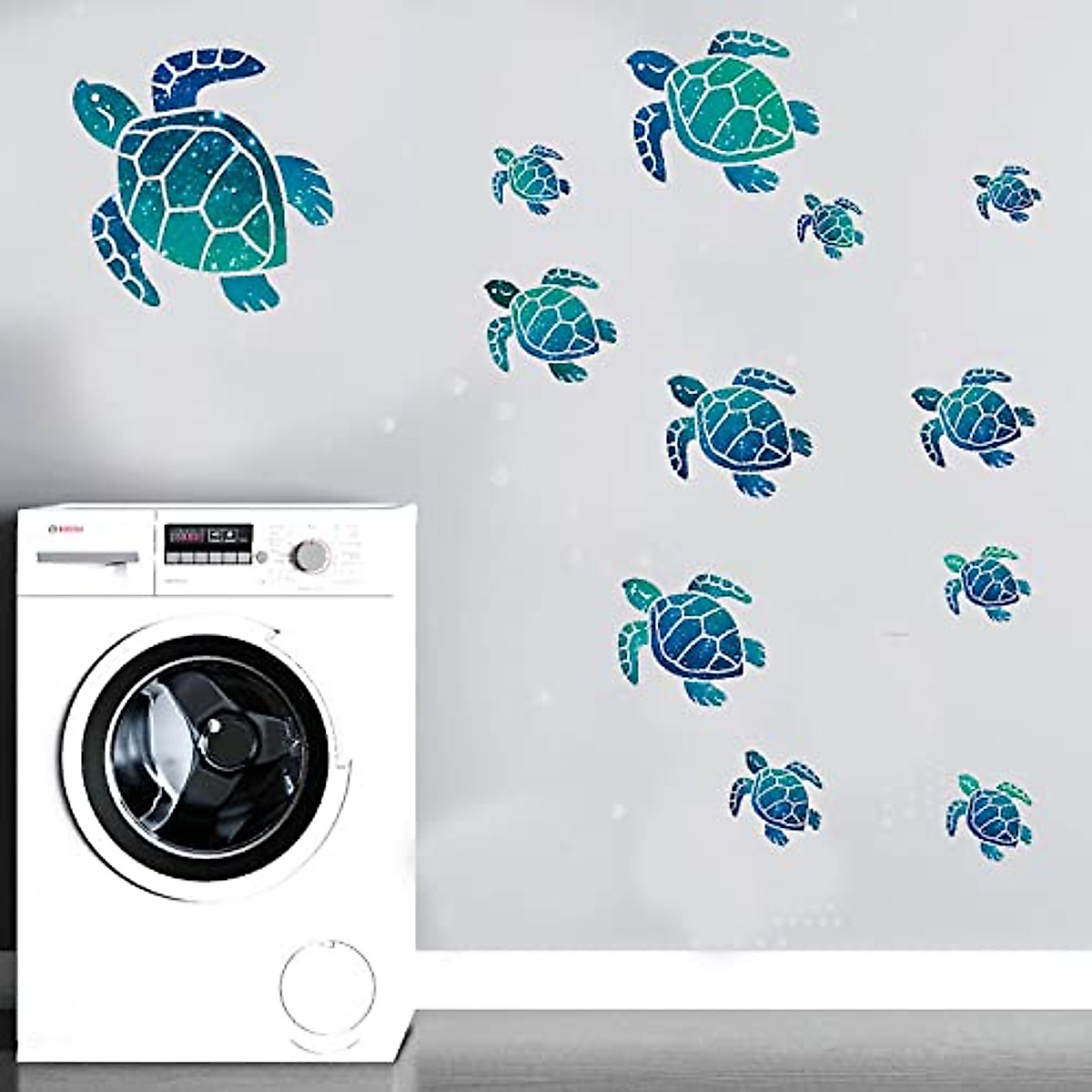 Sea Turtle Wall Decals Stickers Wall Decals Vinyl Ocean Wall Decals Under The Sea Turtle Bathroom Wall Decor for Kids Sea Life Wall Decor for Bedroom Nursery Birthday Gifts