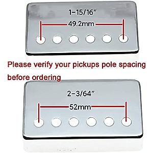 KAISH Set of 2 Humbucker Guitar Pickup Cover Brass Humbucker Pickup Covers 49.2mm/52mm Pole Spacing Pickup Covers Chrome