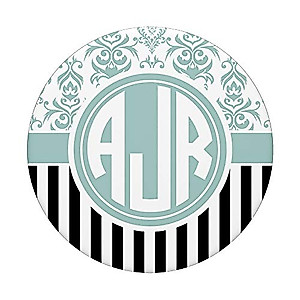 AJR Monogram Gift Blue Damask Initials AJR or ARJ PopSockets Grip and Stand for Phones and Tablets