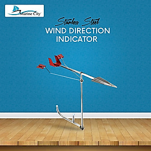 MARINE CITY 316 Grade Stainless Steel Marine Sailboat Masthead Wind Direction Indicator 14-1/2 Inches Stainless Steel LED Light for Marines – Boats – Yachts (Pack of 1)