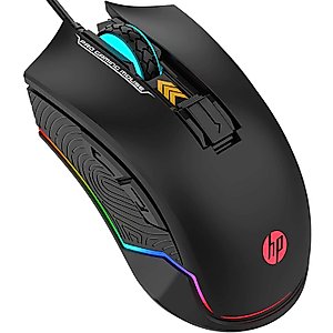 HP Wired Gaming Mouse LED RGB Backlit Adjustable 6200 DPI 6 Programmable Buttons Ergonomic USB Mice for Gamers