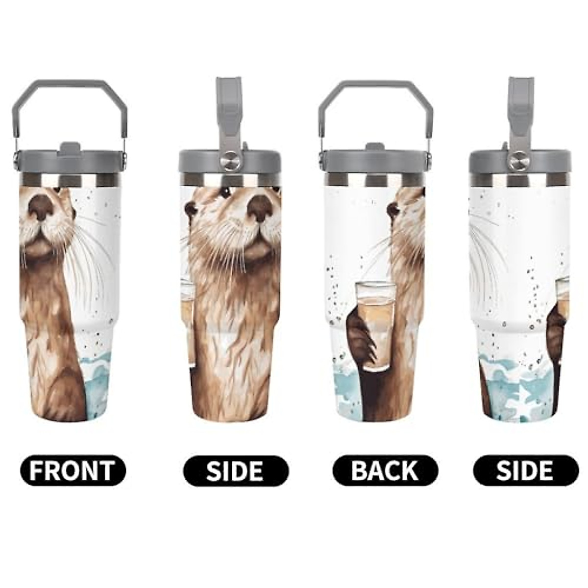 SYJTGDE Large Capacity Car Cup Sea Otter Fashionable Upgrade Car Cup Advanced And Beautiful Travel Cup