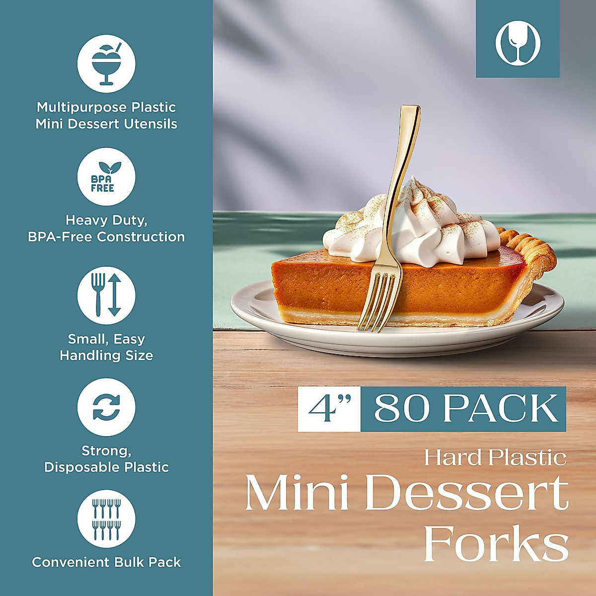 Posh Setting - Plastic Mini Gold Forks, Gold Mini Forks, Gold Plastic Mini Dessert Forks, Disposable Tiny Gold Forks, 4 inch Gold Plastic Forks, Taster Forks, Small Forks, Appetizer Forks (80 Pack)
