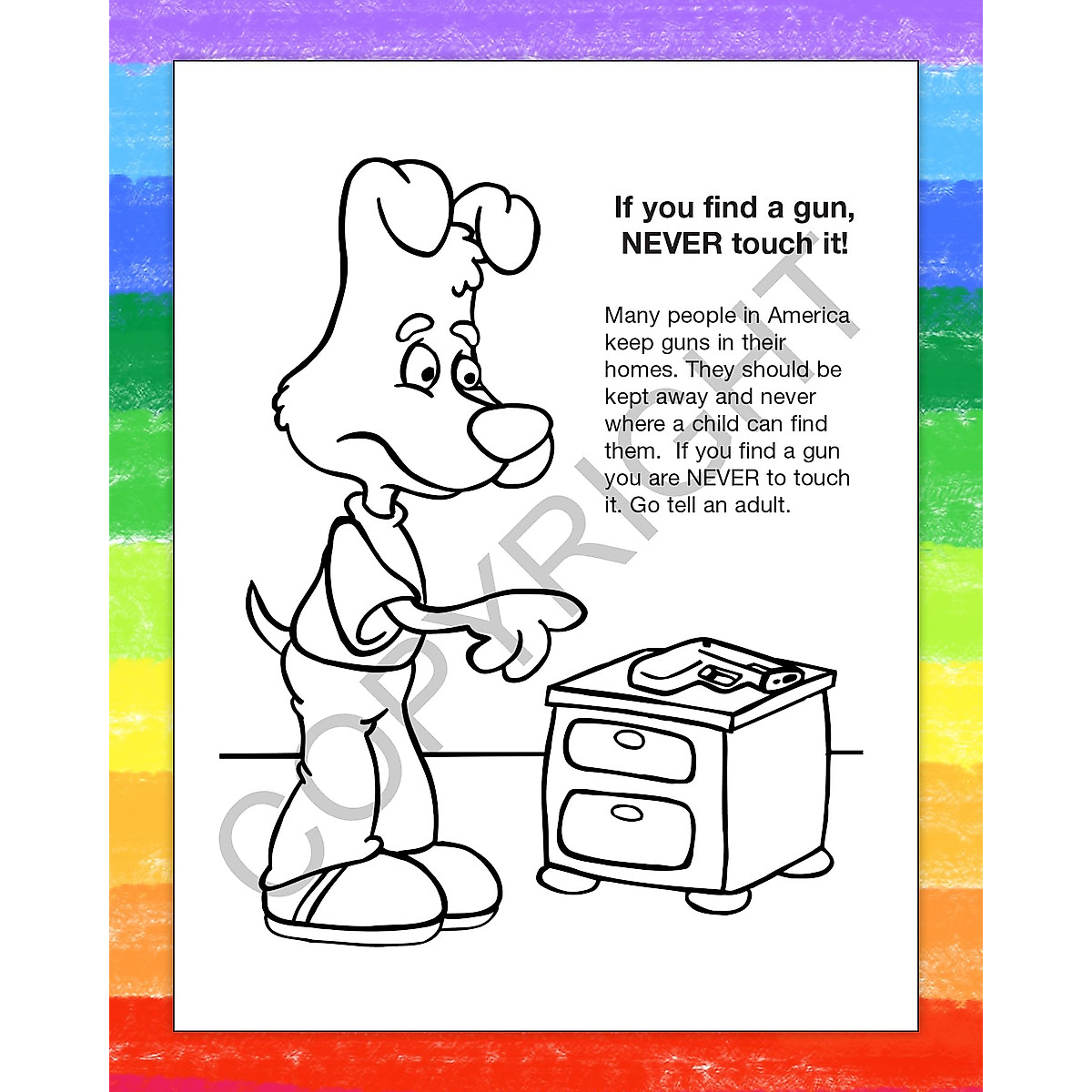 ZOCO - Gun Safety - Educational Coloring Books (25 Bulk Pack, With Crayons) - Don't Play with Guns - Firearms Safety - Police Handout - Games, Puzzles, Activities for Kids